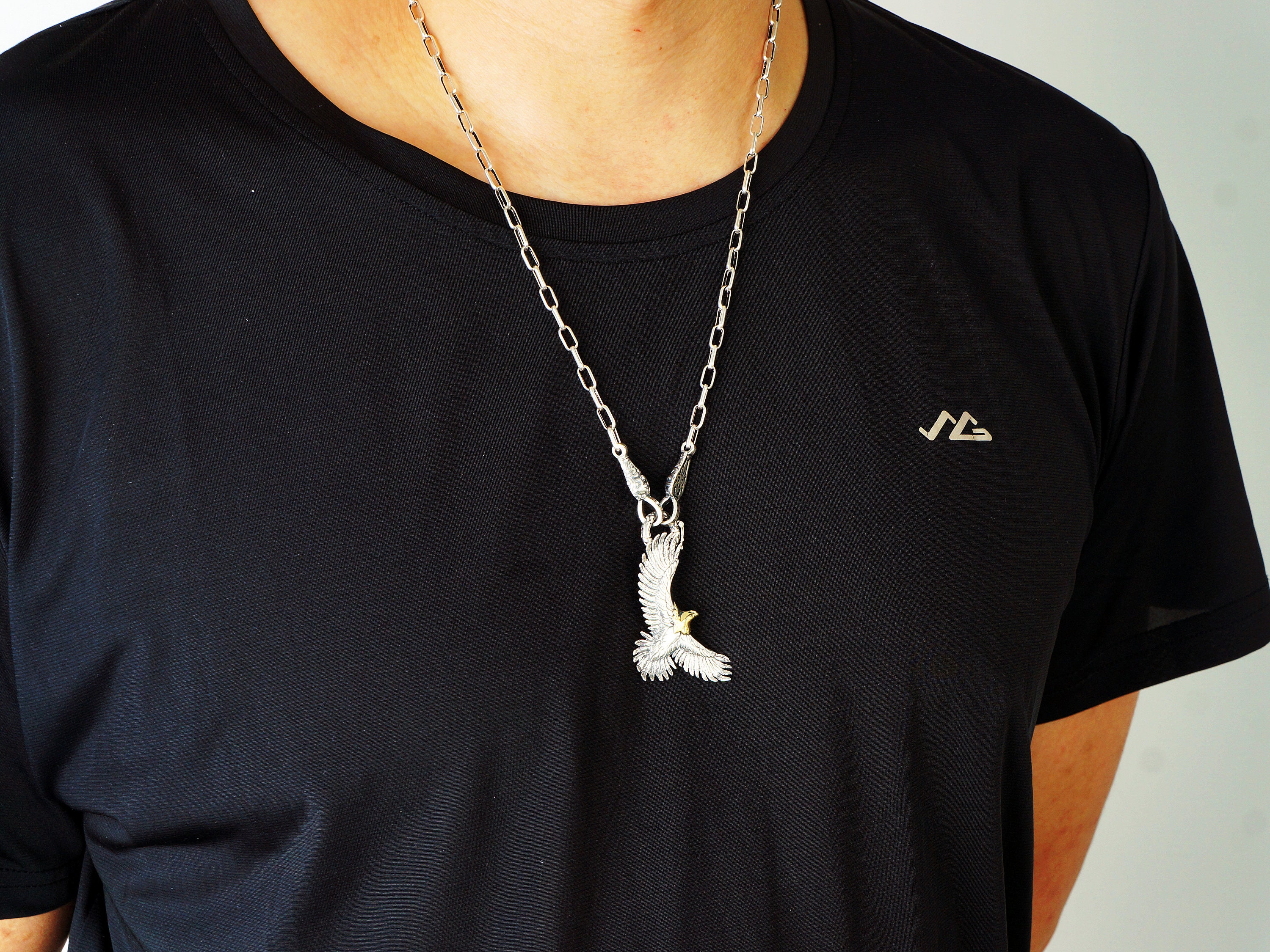 Men's Antique Silver Agle Bird Connector Charm 925 Sterling Silver ...