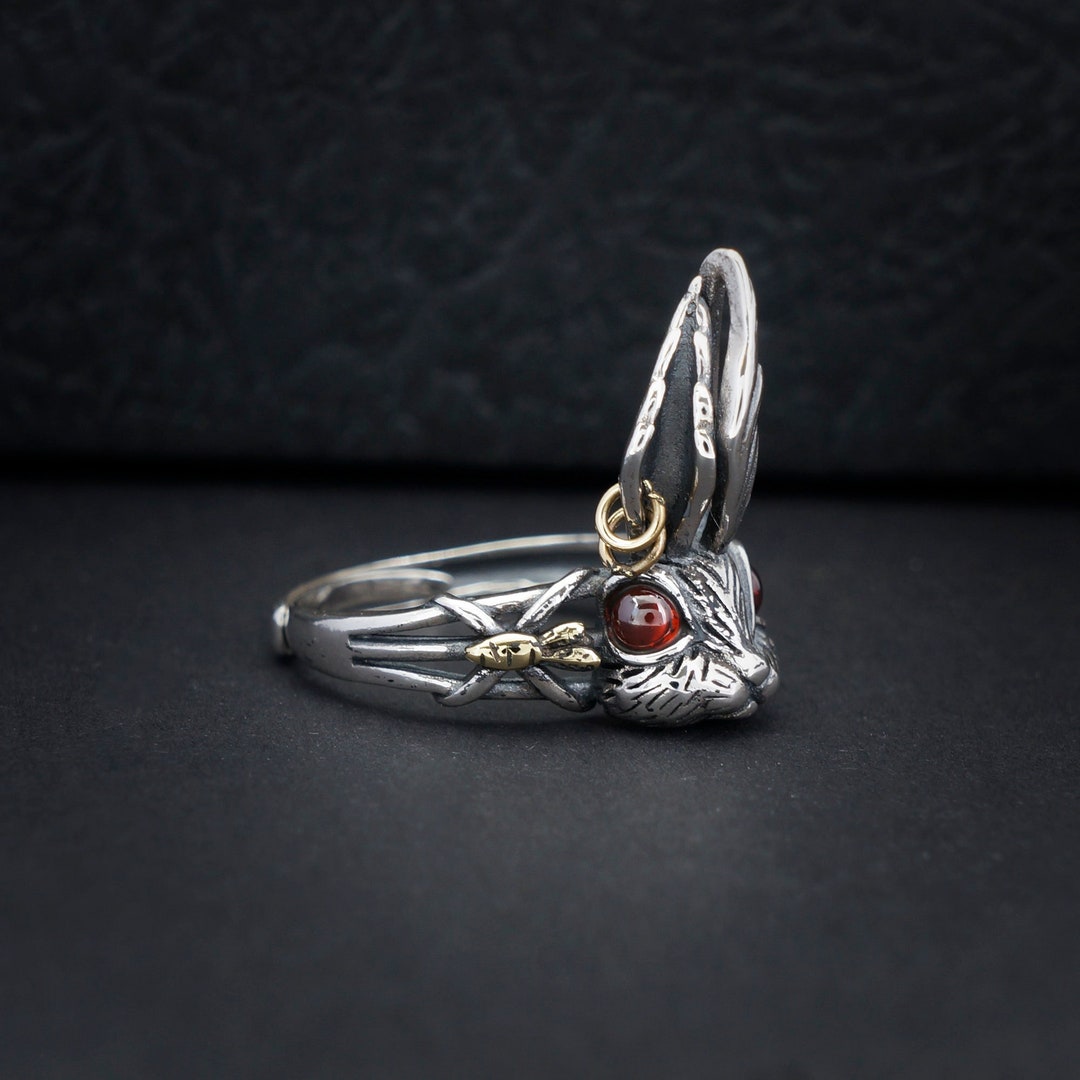 Sterling Silver Rabbit Ring,asymmetric Rabbit Ring, Silver Rabbit With ...