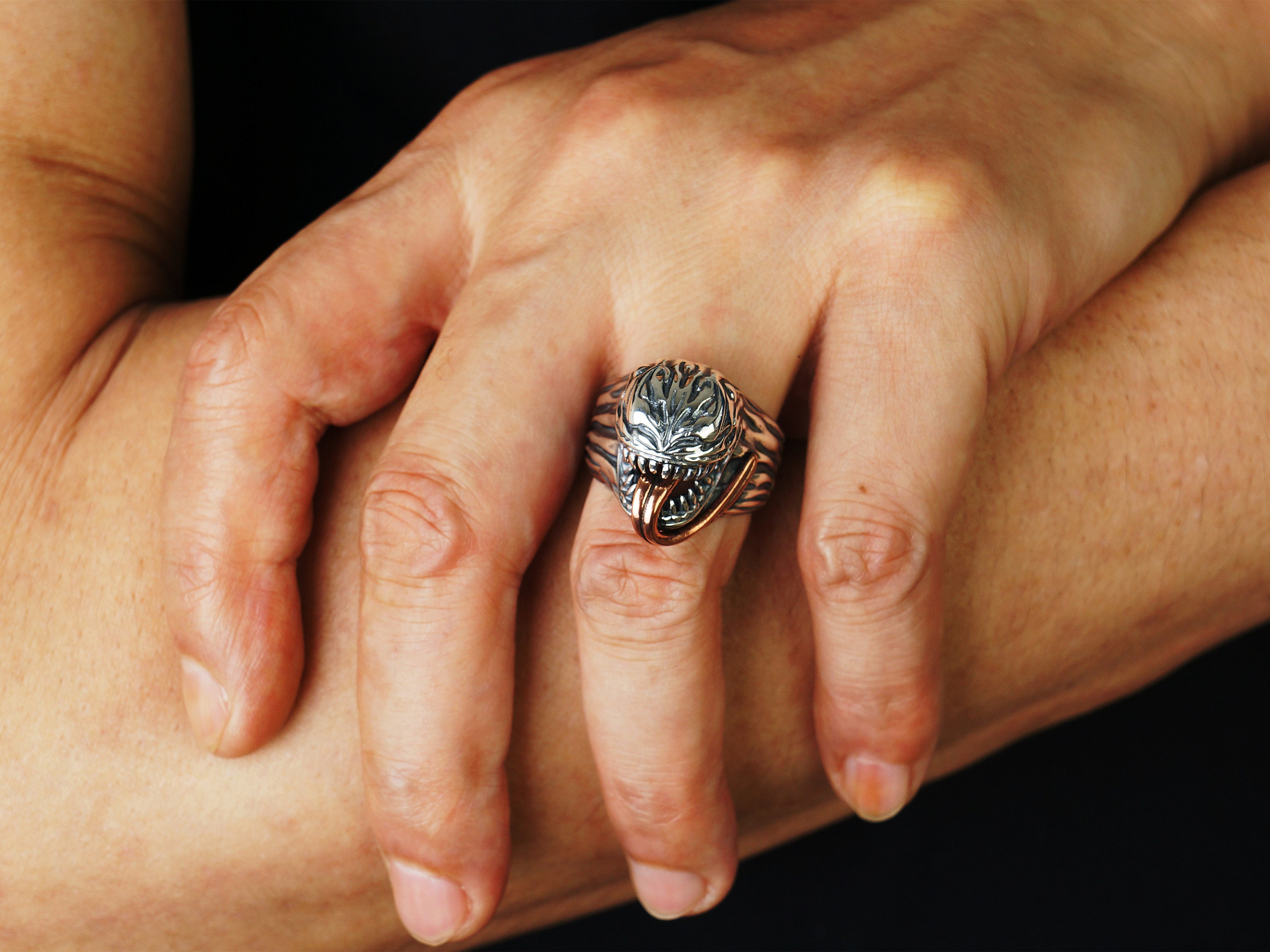 Pure Silver Venom Ring-marvel Superhero Ring-guardian Ring Dark Punk ...