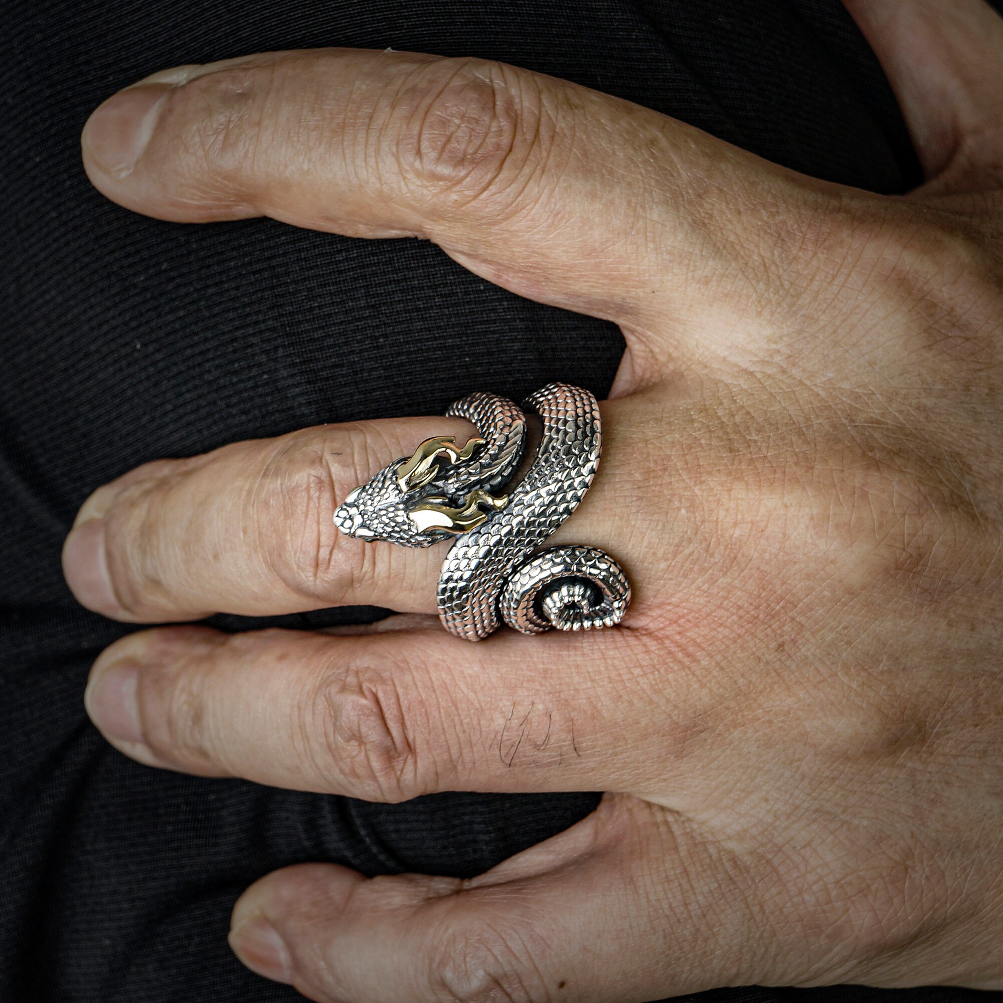 Sterling Silver Snake Ringadjustable Ringsnake With Antenna - Etsy