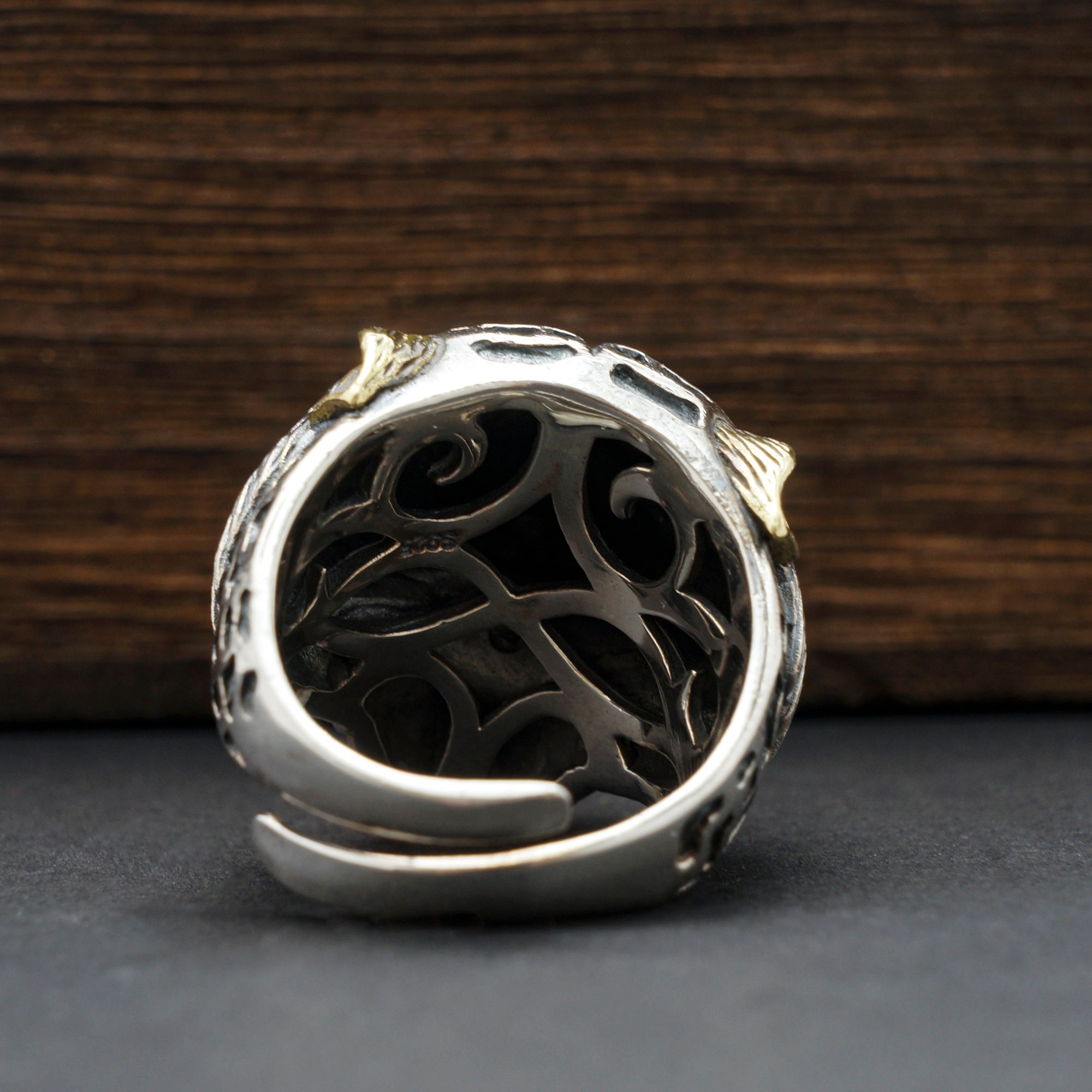 Leopard Head Adjustable Silver Ring With Turquoise Jewelry for Leopard ...