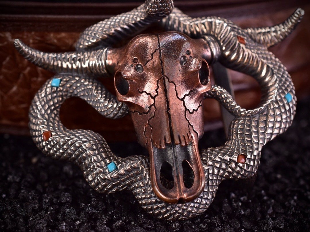 Men's Satan Belt Buckle - 925 Sterling Silver - Natural Turquoise ...