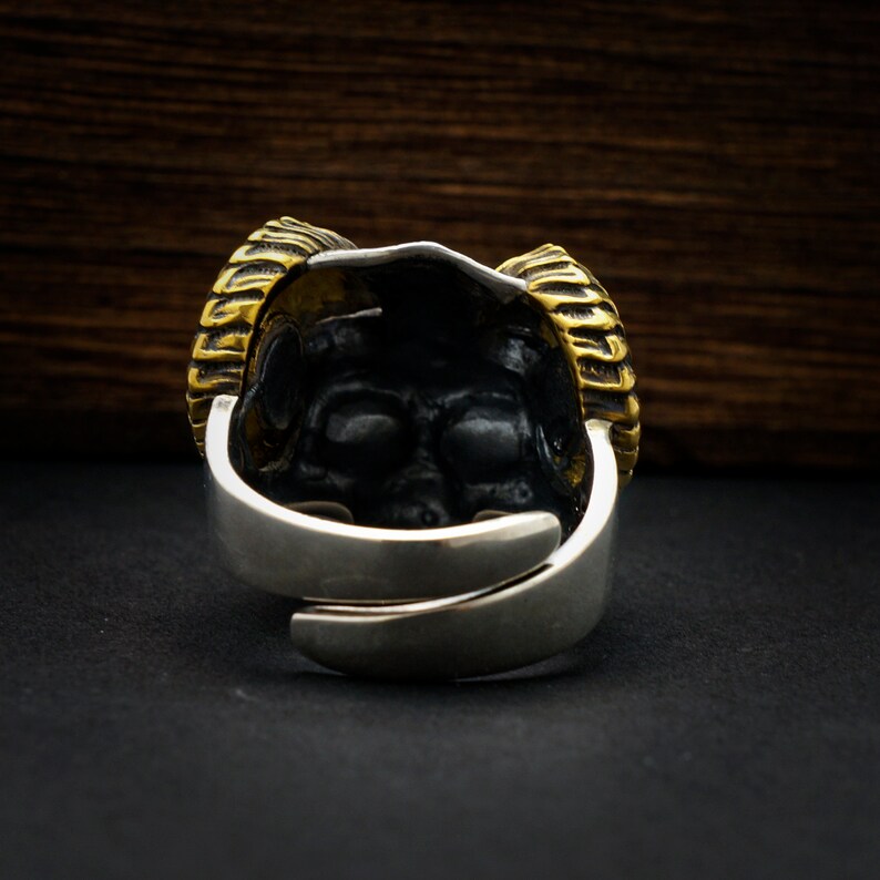 Satanic Ring for Men,devil's Skull Ring for Men, Sterling Silver Skull ...