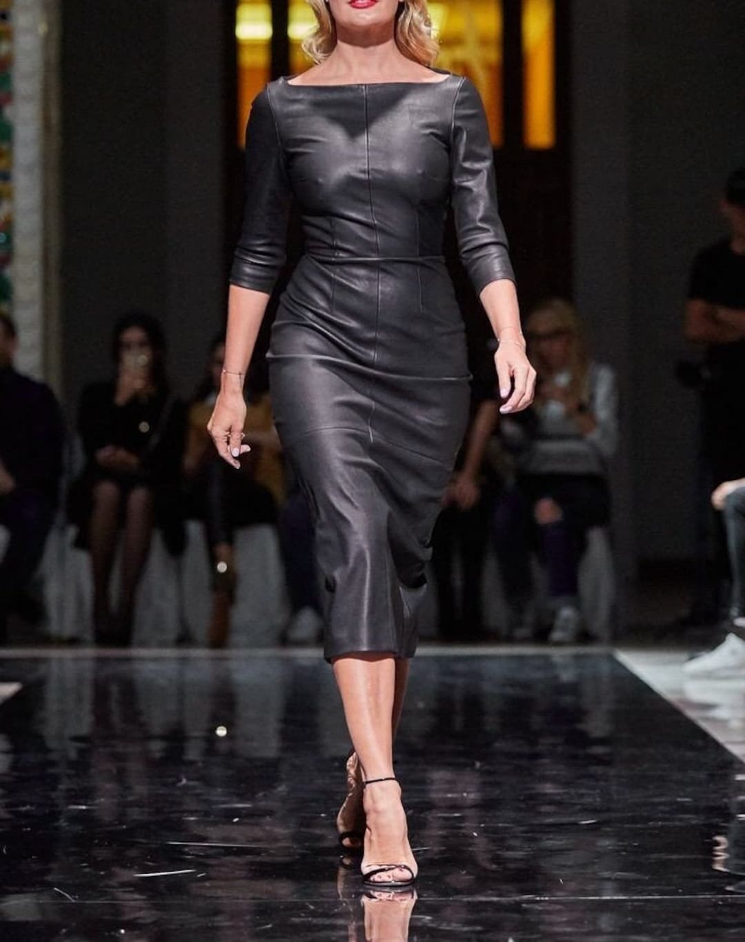 Handmade Women's Leather Dress, Long Leather Dress Leather Cocktail ...