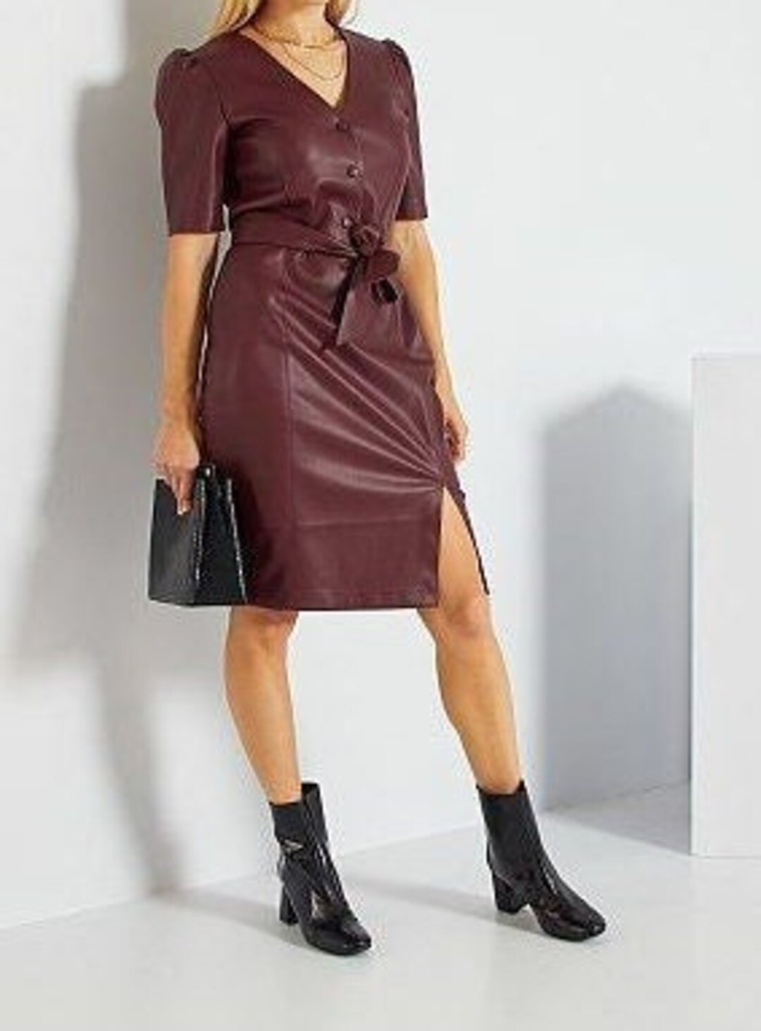 Customize Leather Dress, Women's Leather Dress, Midi Leather Dress ...