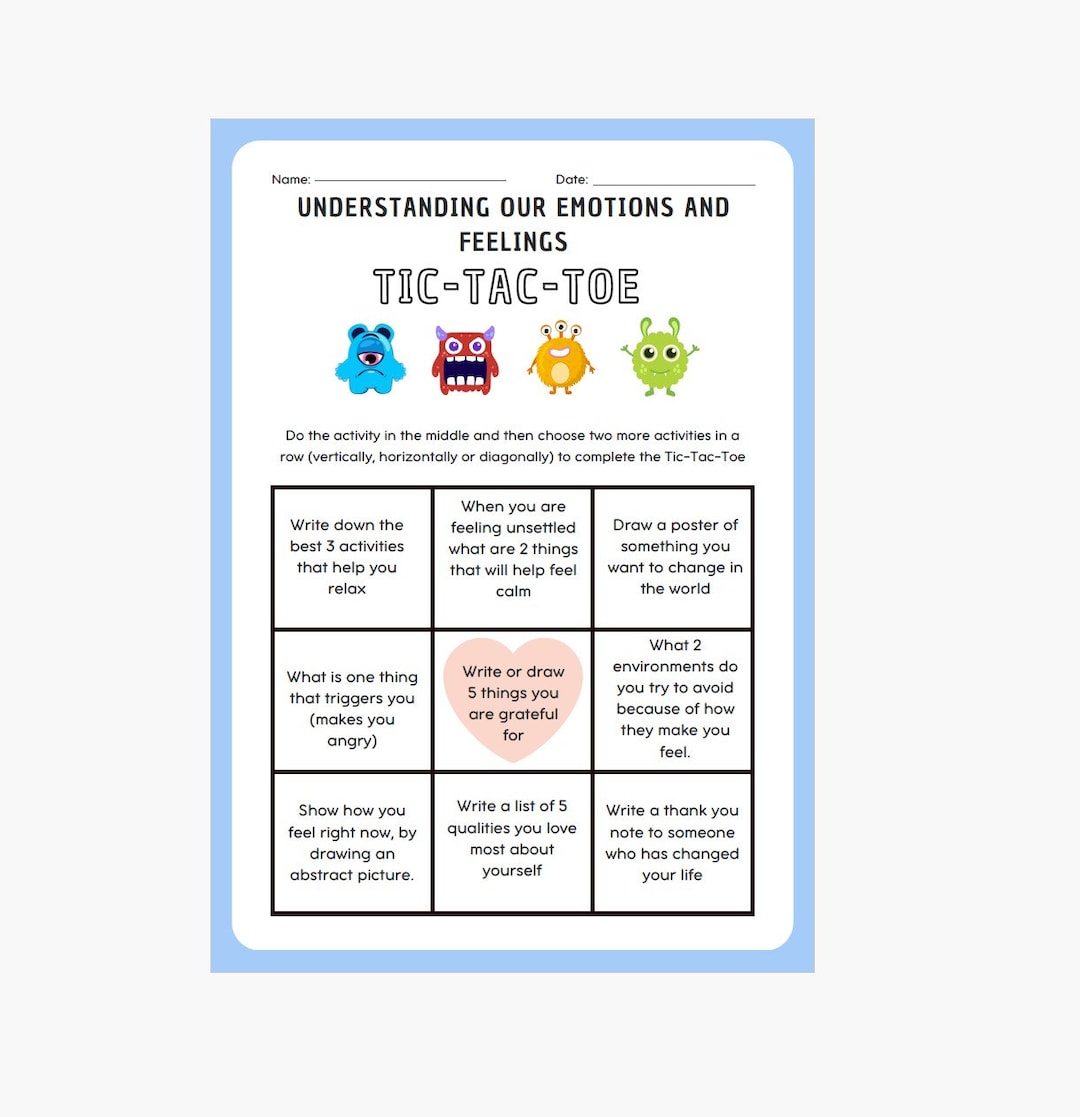 Social Emotional Tic Tac Toe Game to Help Understand Feelings and ...