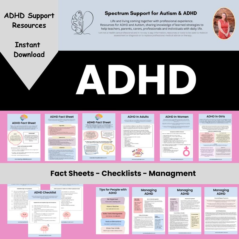 ADHD Awareness Cheat Sheet: Printable Planner & Therapy Office Decor ...