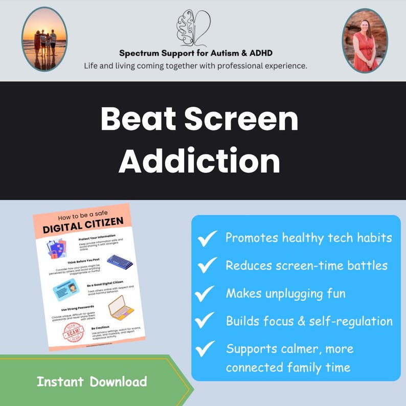Screen Time Poster Set: Digital Safety Tips, Healthy Tech Habits (PDF ...