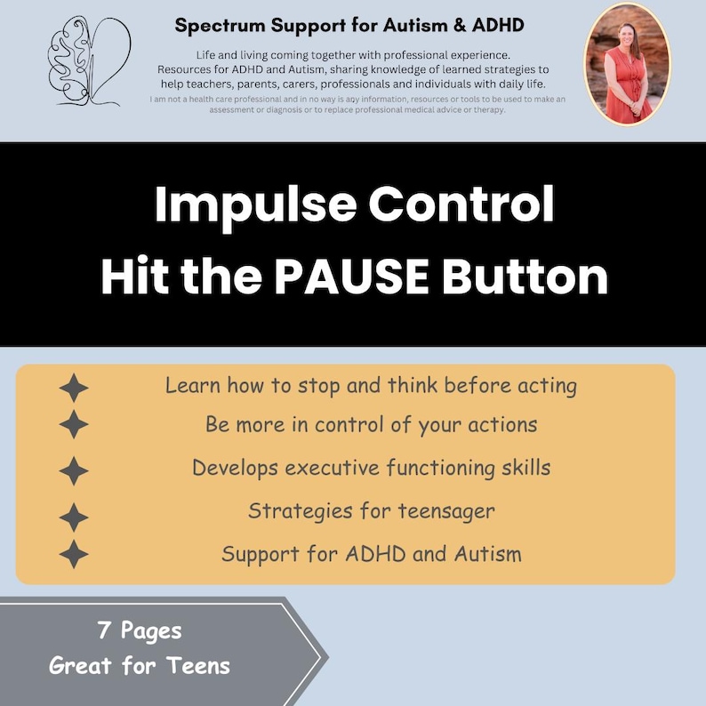 Impulse Control Worksheet: ADHD Autism Therapy Tool (PDF Download - Etsy