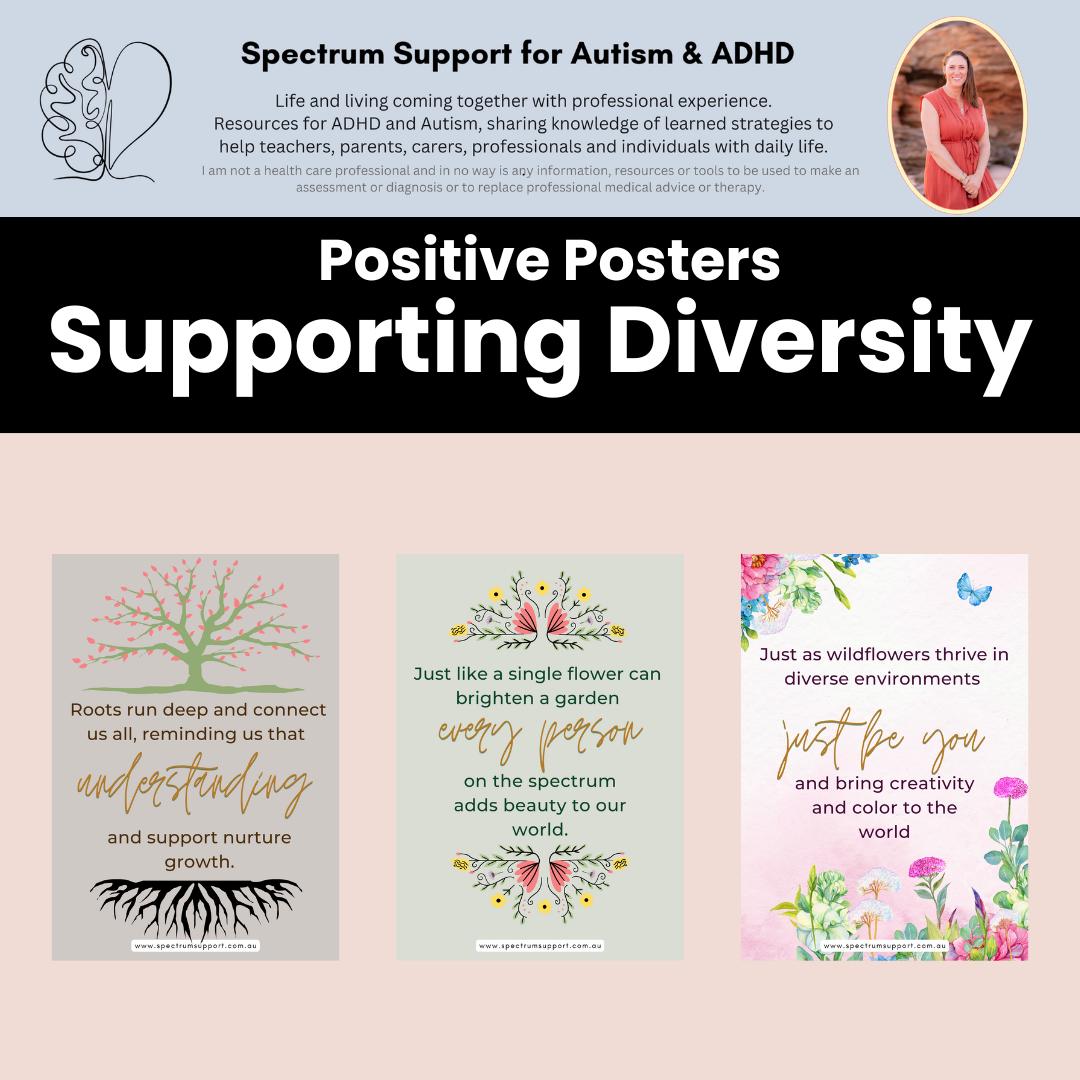 Support Neurodiversity Classroom Posters Positive Quotes ADHD & Autism ...