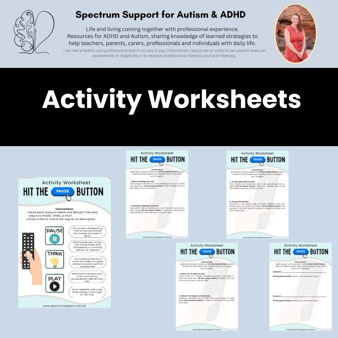 Impulse Control Worksheet: ADHD Autism Therapy Tool (PDF Download - Etsy