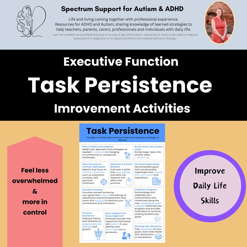 Executive Function Task Persistence Cheat Sheet ADHD Autism Acceptance ...