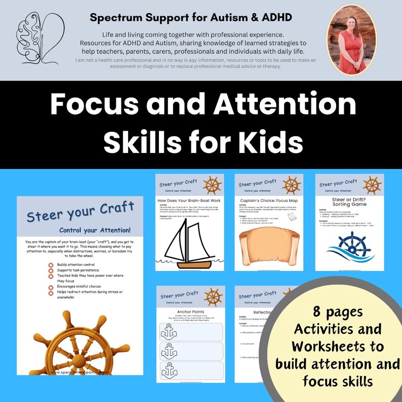Focus and Attention Activity Worksheets: Autism ADHD Support (PDF ...