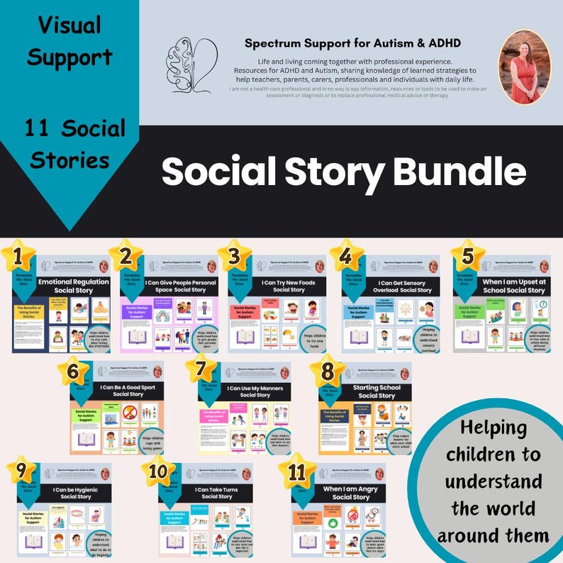 Social Skills Social Story Bundle Autism Spectrum Support ADHD Kids ...