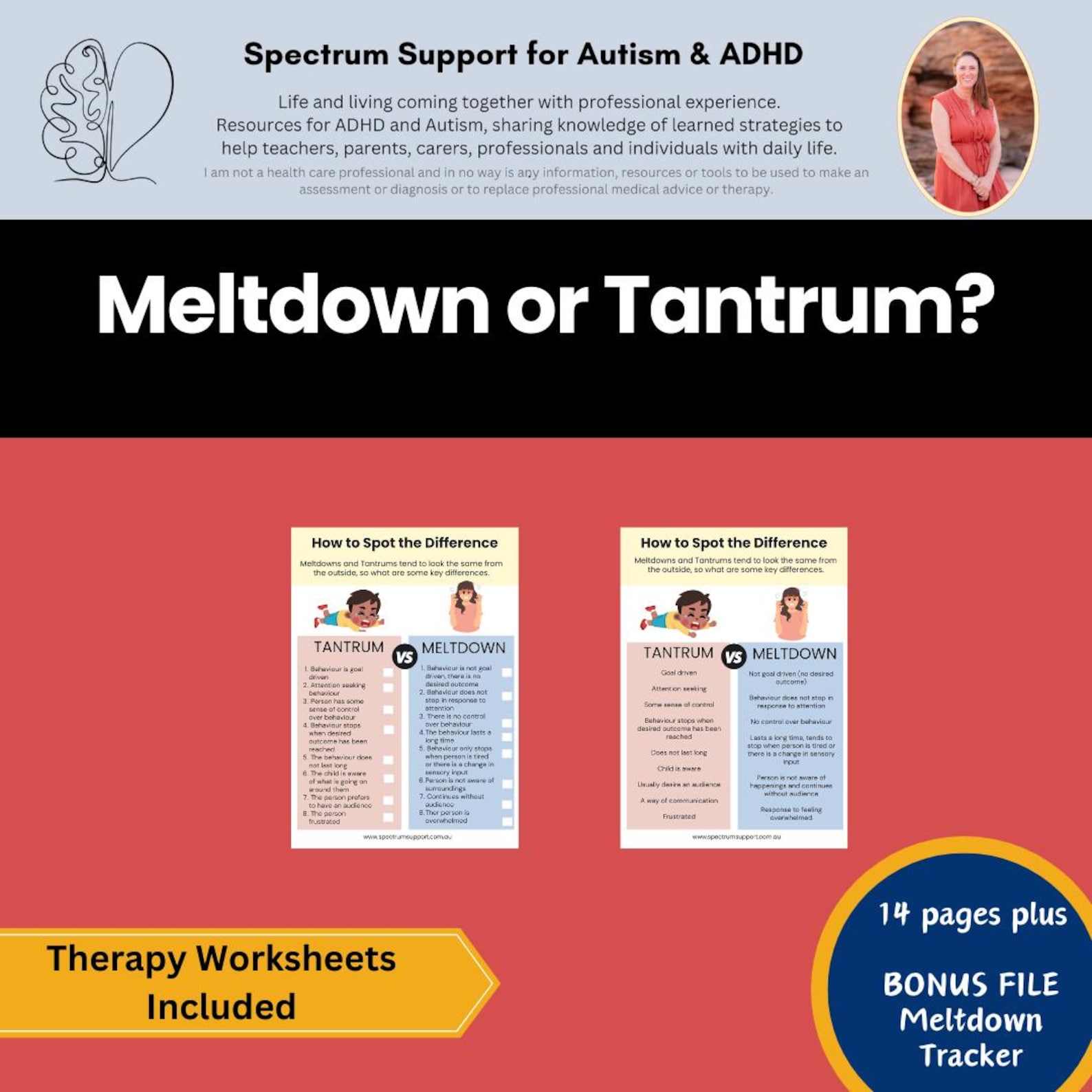 Meltdown & Emotional Regulation Worksheets: Autism, ADHD Support (PDF ...