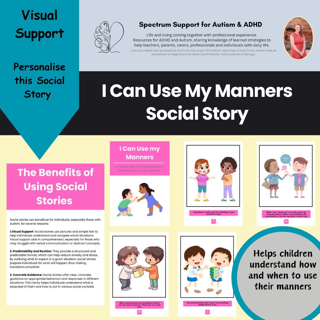 Good Manners Social Story Visual Support for Autism ABA Therapy Visual ...