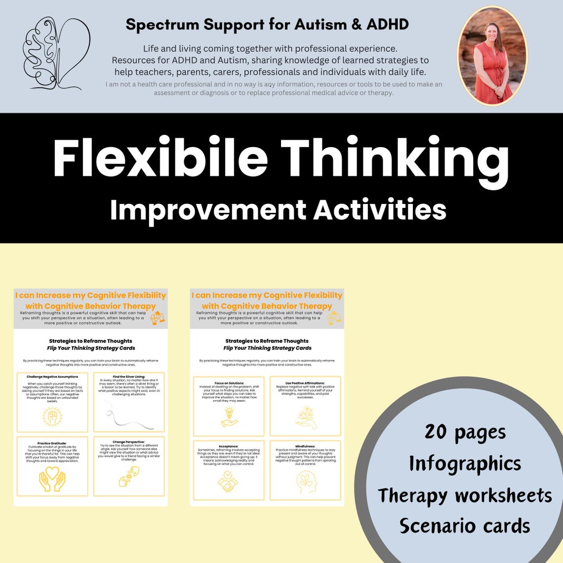 Executive Functioning Activities Flexible Thinking Therapy Worksheets Workbook Teacher Resources ...