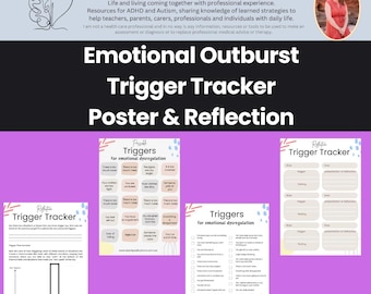 Meltdown Trigger Tracker Checklist Emotional Support for ADHD Autism Spectrum Therapist Handout ...