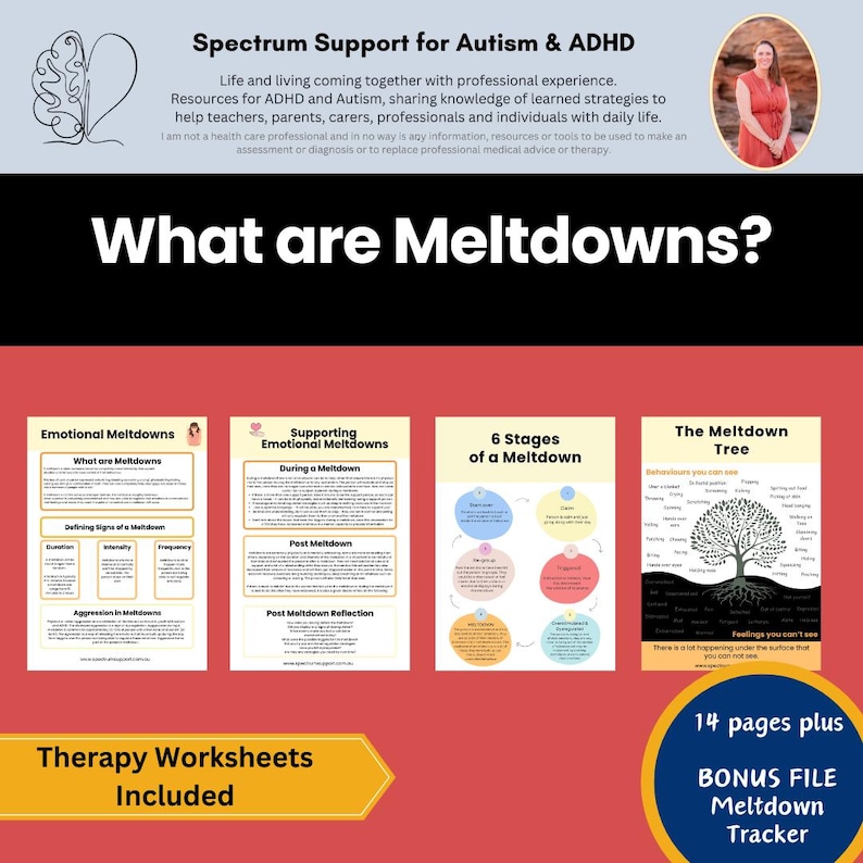 Meltdown & Emotional Regulation Worksheets: Autism, ADHD Support (PDF ...