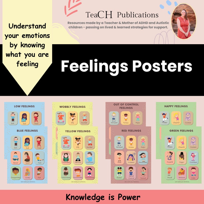 Zones Color-coded Feelings Posters Support for Autism, Anxiety ...