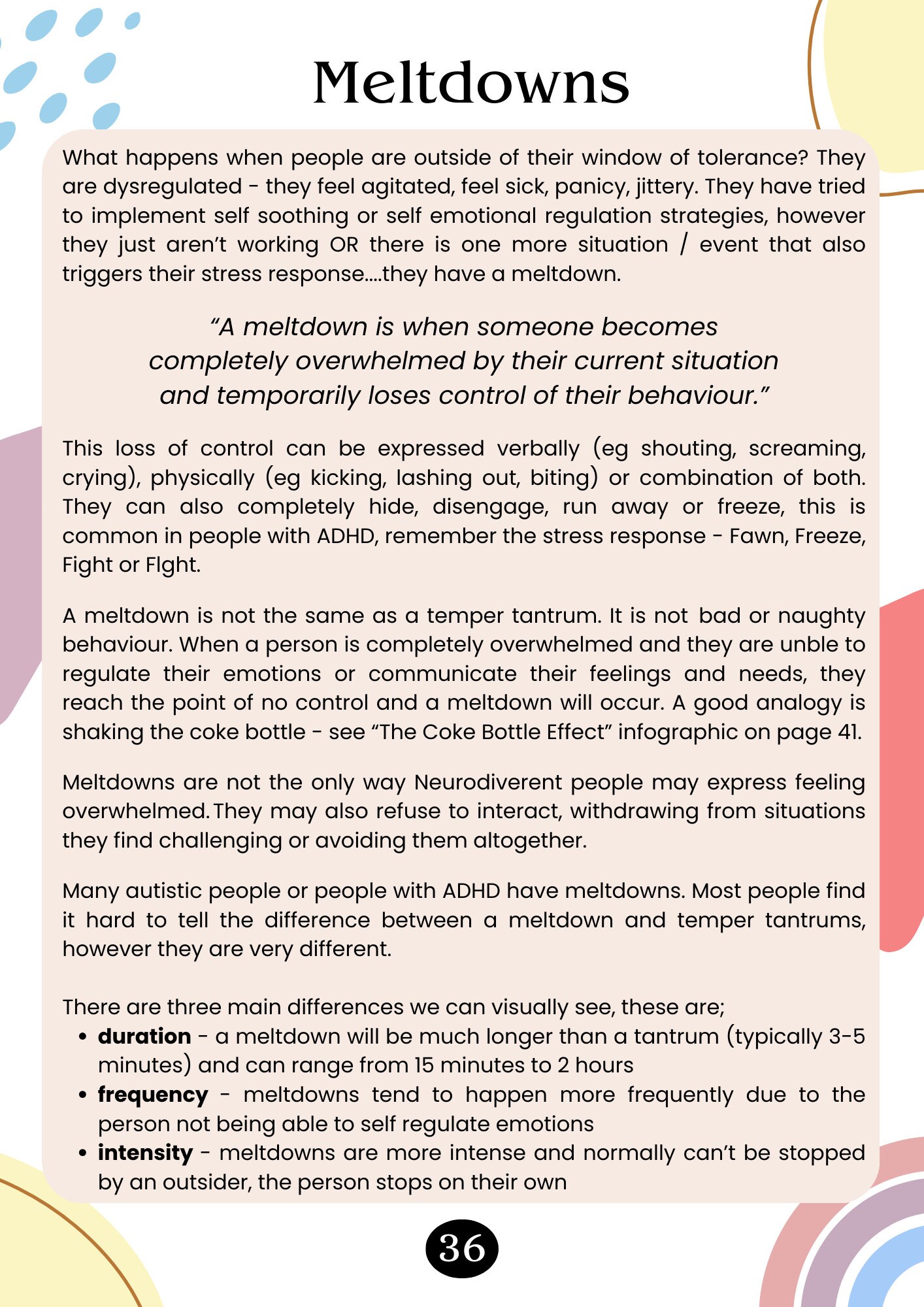 Autism Meltdown Management Worksheets: Emotional Regulation, ADHD ...