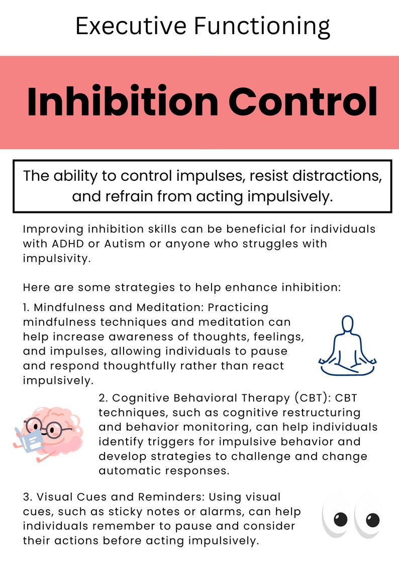 Executive Functioning Impulse Control Inhibitions Support ADHD Improve Daily Life Skills Mental ...