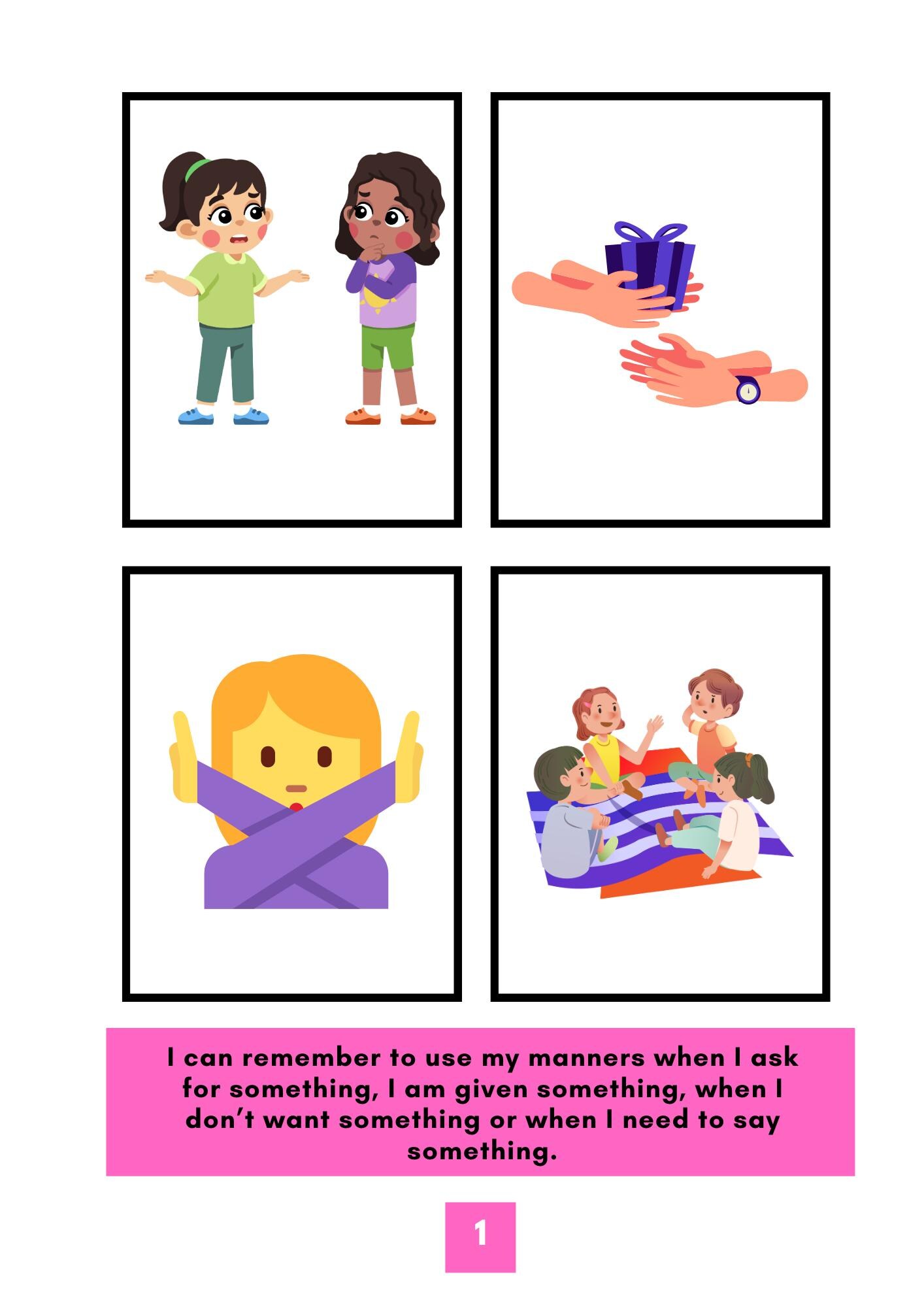 Social Story Using Manners Visual Support for Autism ABA Therapy Visual ...