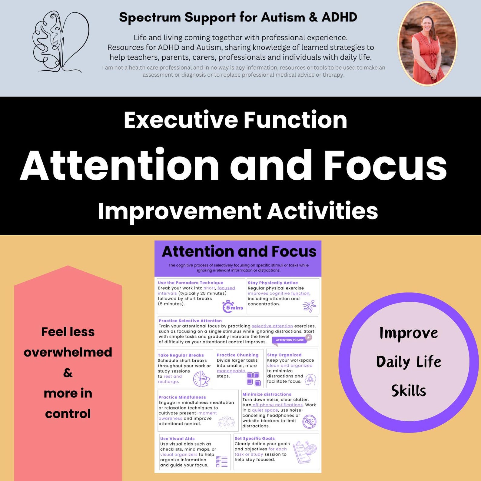 ADHD Executive Function Attention and Focus Cheat Sheet: Therapy and ...