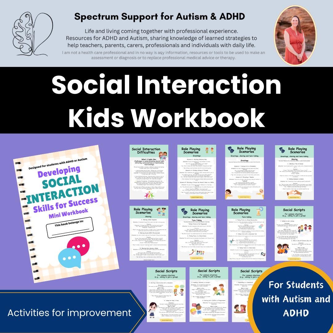 Social Interaction Workbook Communication Skill Builder Tool Autism ...