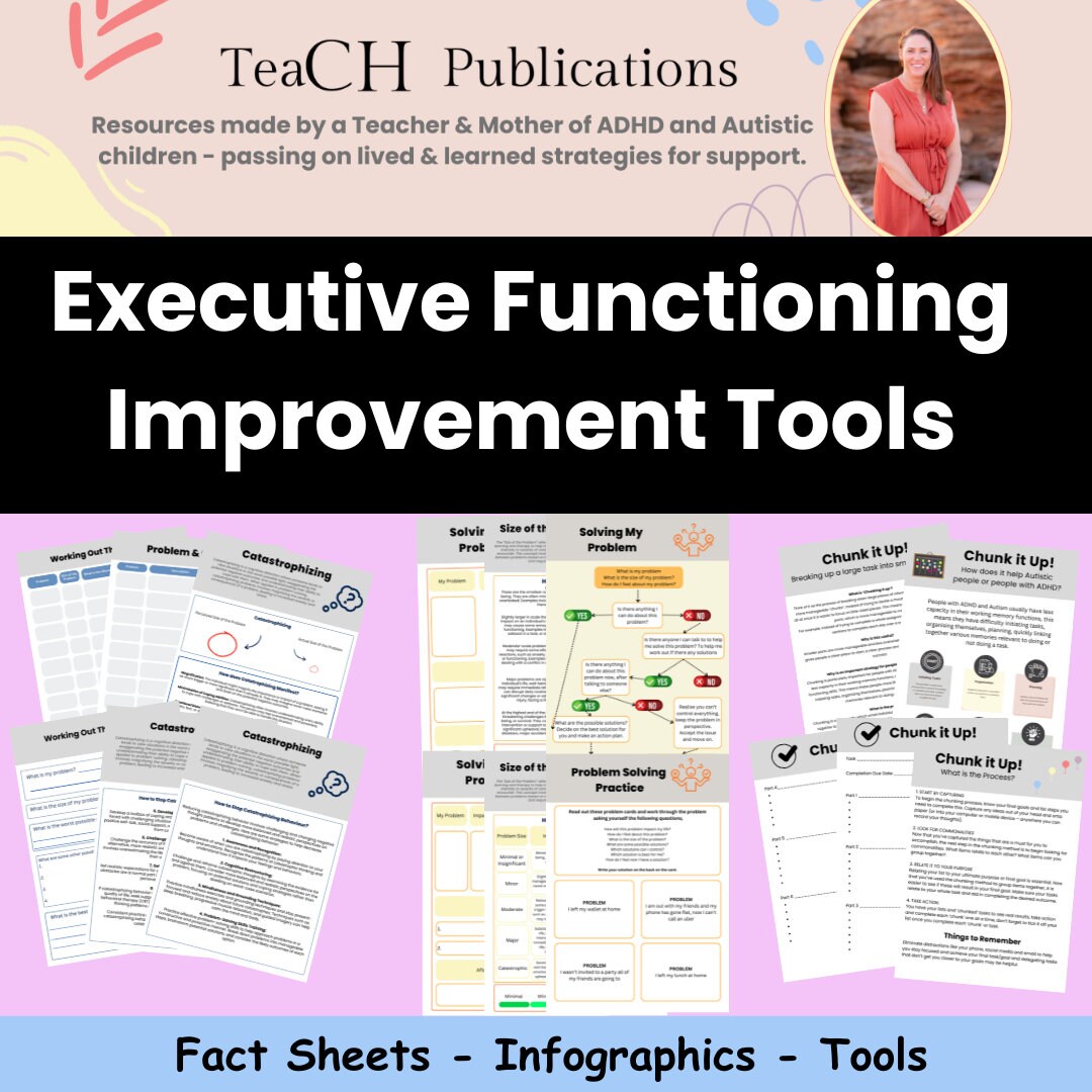ADHD & Autism Executive Function Activities Therapy Worksheets Parent ...