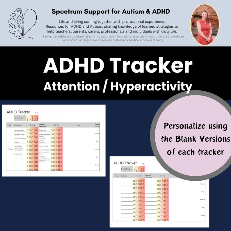 ADHD Digital Planner Symptom Tracker Support for ADHD School Psychology ...