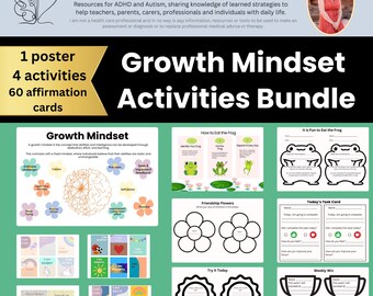 Growth Mindset Activities Bundle: Kids & Teens Mental Health (PDF) - Etsy