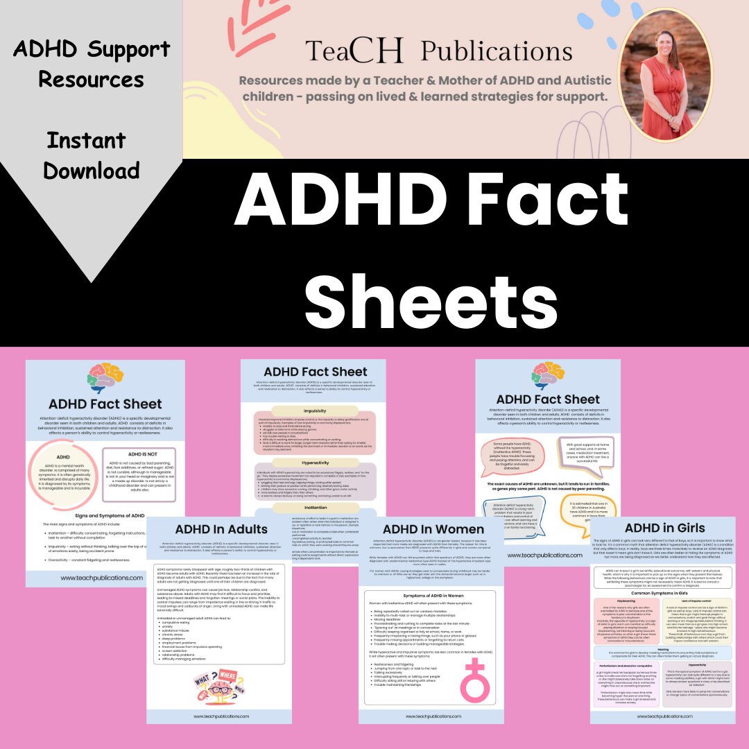 ADHD Fact Sheets: Therapy Office Decor & Coping Tools (digital Download ...