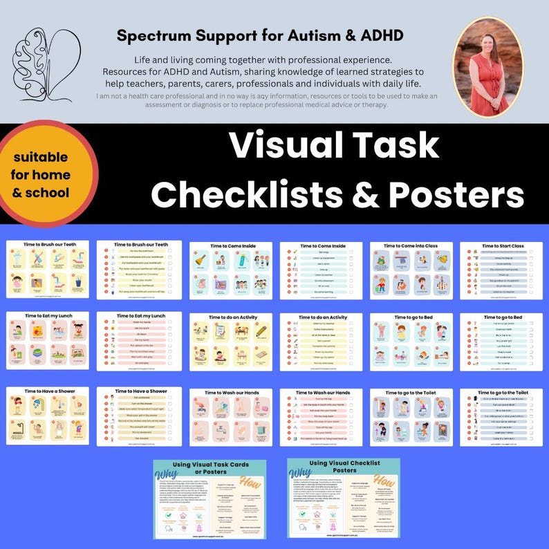 Visual Cue Card Autism Direction Support for ADHD Task Poster ...
