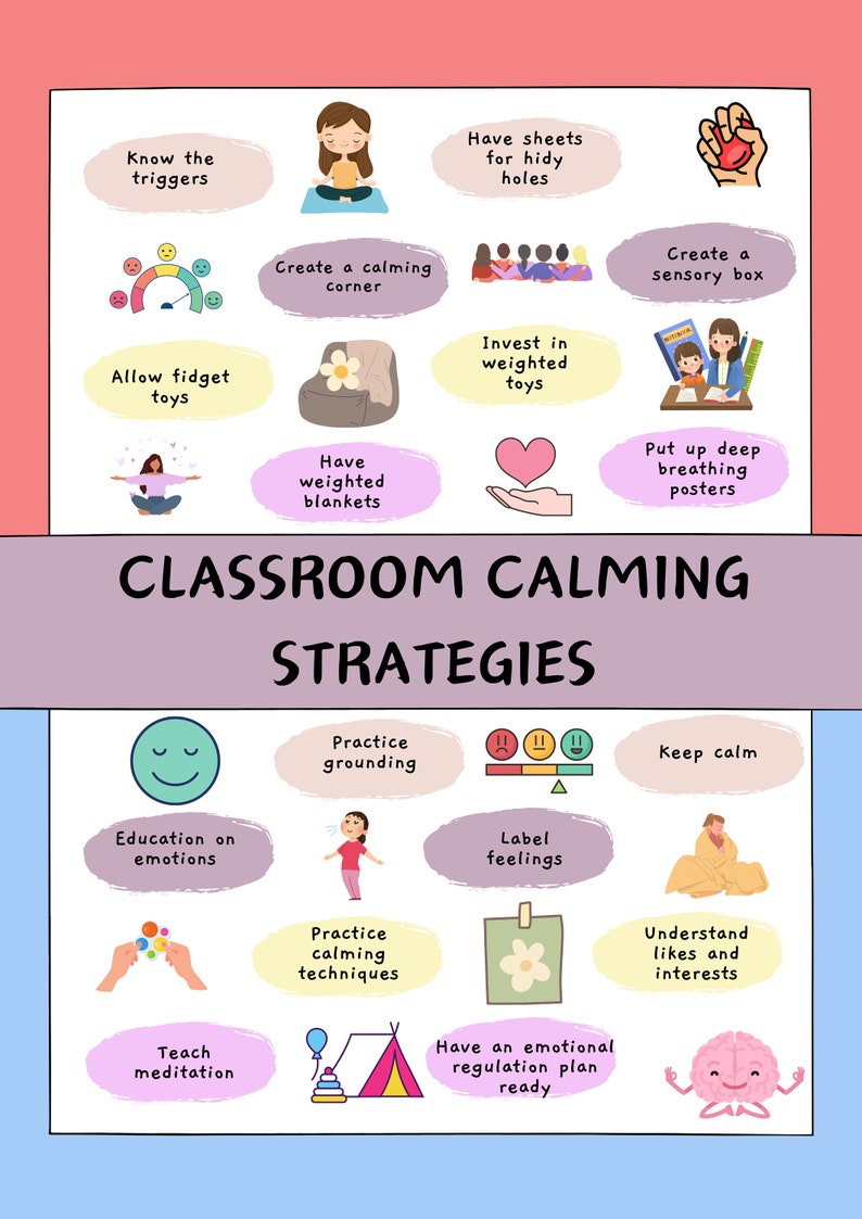 Classroom Calming Strategies Poster Emotional Support Anxiety Tool ...