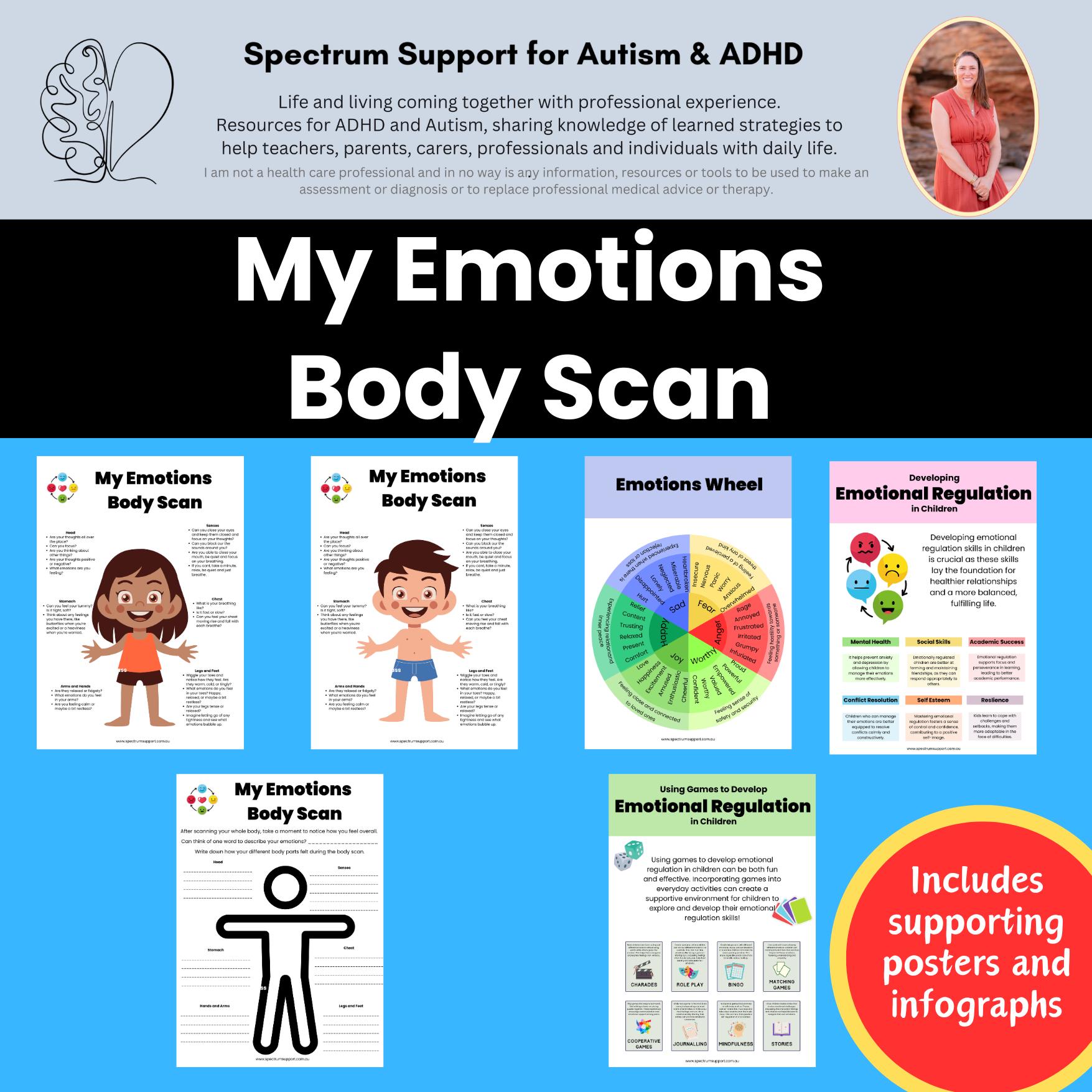 Emotional Regulation Emotions Worksheet Body Scan Inclusive Classroom ...