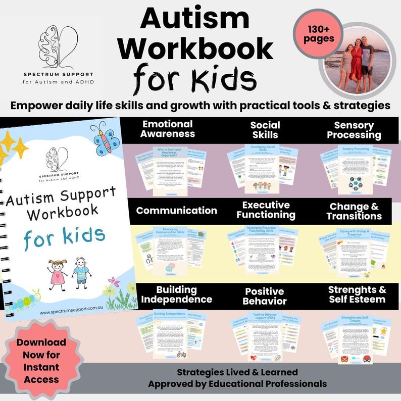 Kids Workbook Bundle ADHD Autism Support Social Skills School Helper ...