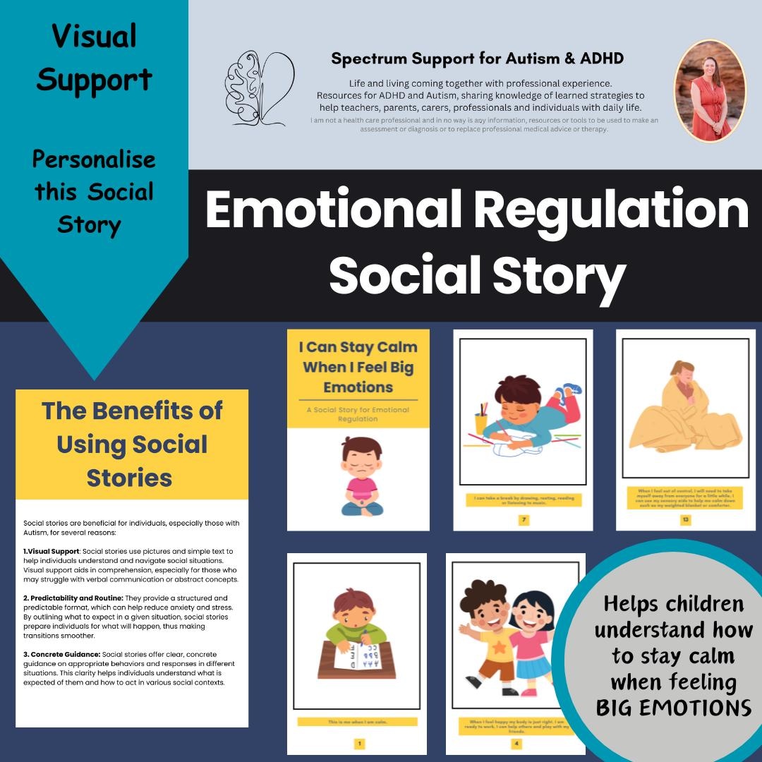 Emotional Regulation Social Story: Autism, ABA Therapy Visual Support ...