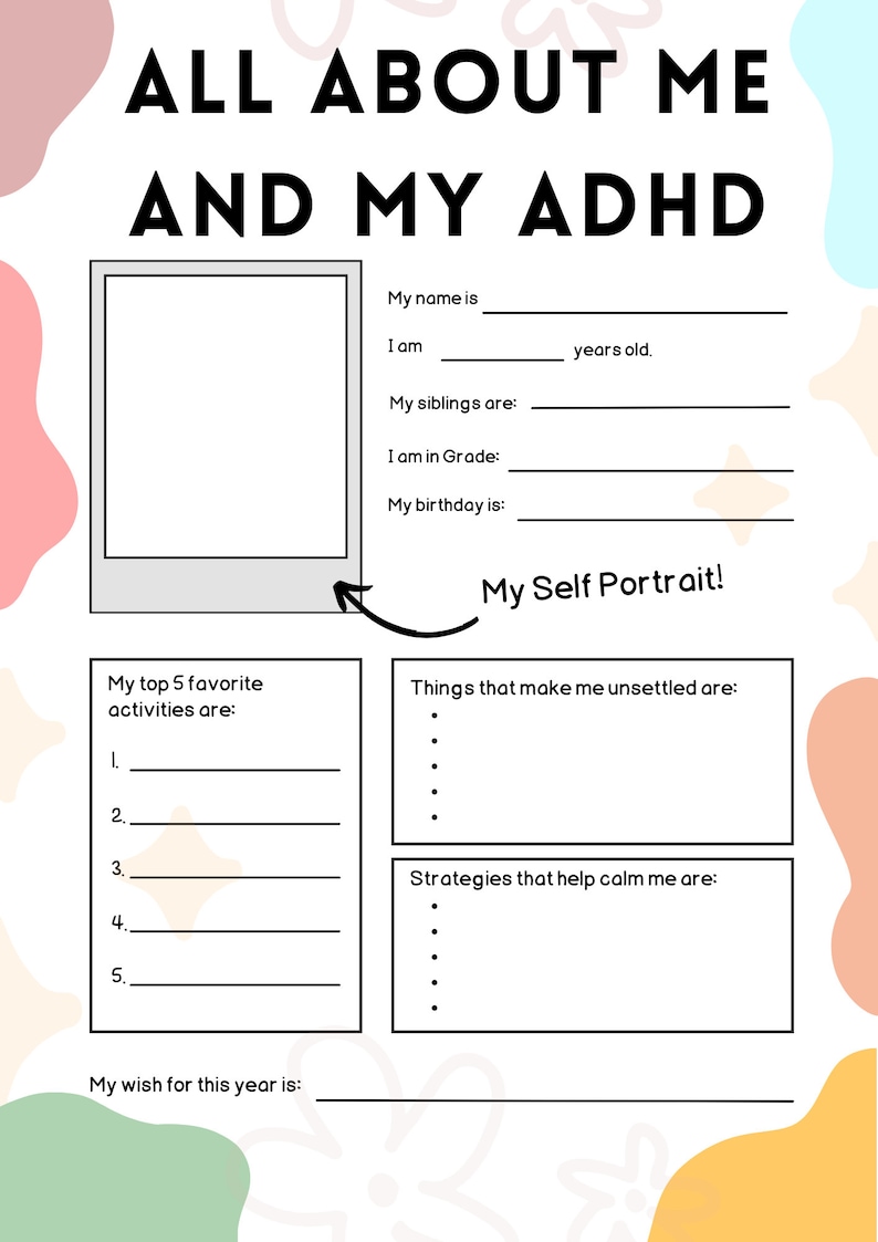 ADHD Supporting Me & My ADHD Planner Printable, Special Needs Child ...