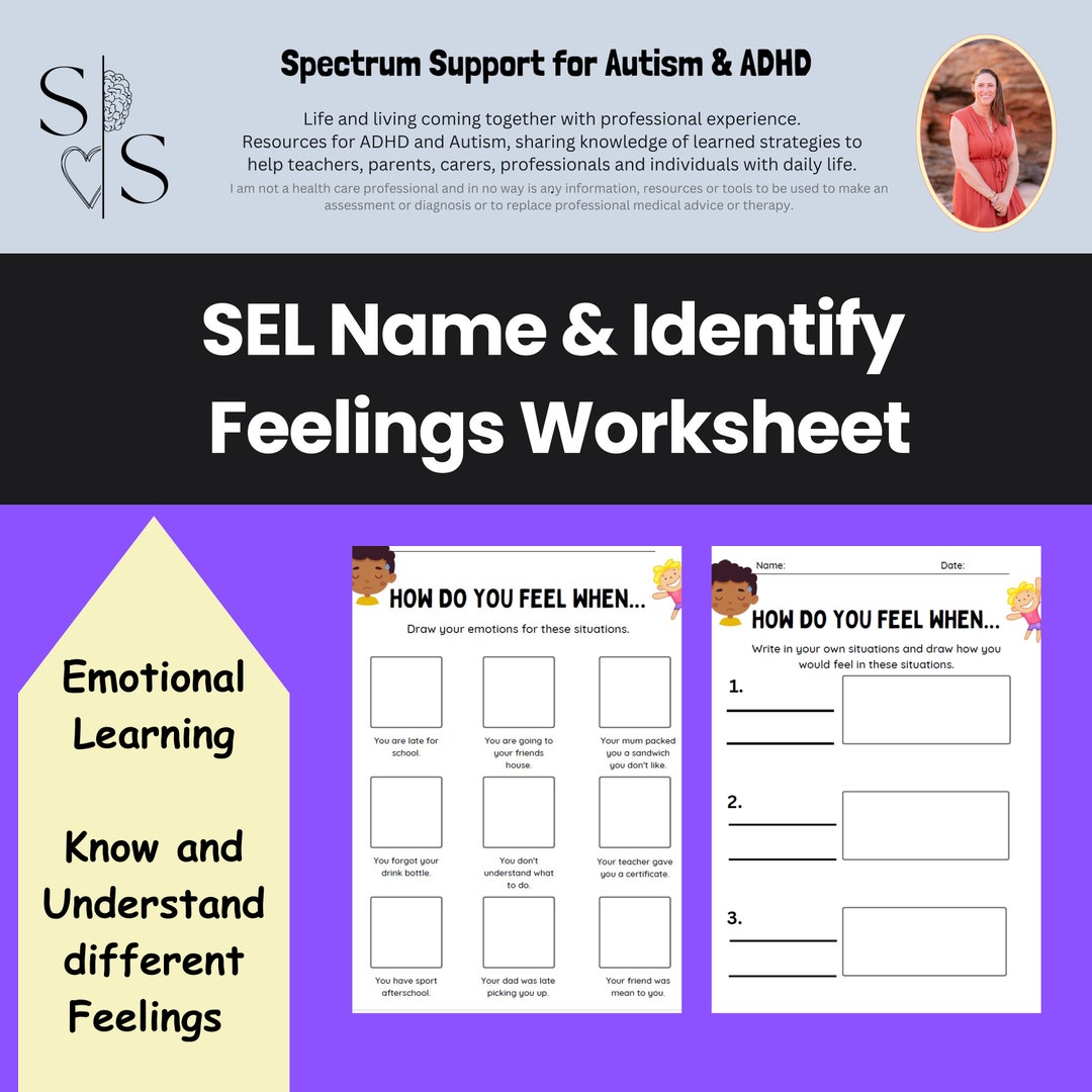Social Emotional Learning Worksheet Feelings Chart Supports Zones of ...