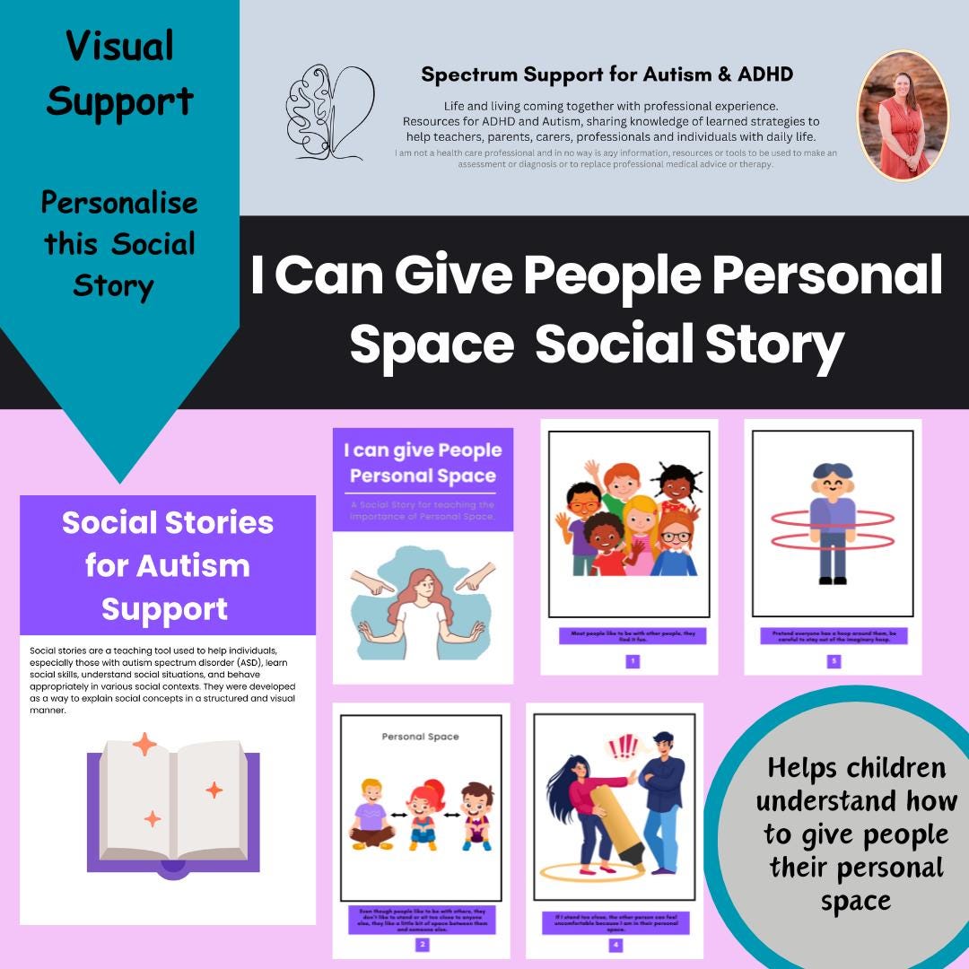 Personal Space Social Story Visual Support for Autism ABA Therapy ...