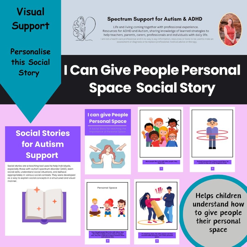 Personal Space Social Story Visual Support for Autism ABA Therapy ...