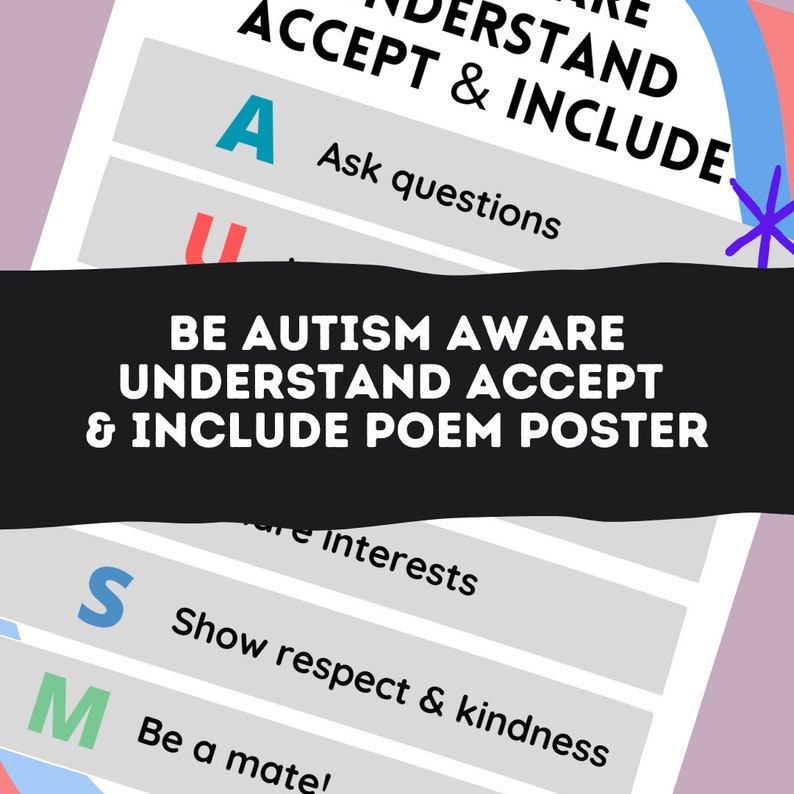 Autism Acceptance Poem Poster for Understanding and Inclusion Autism ...