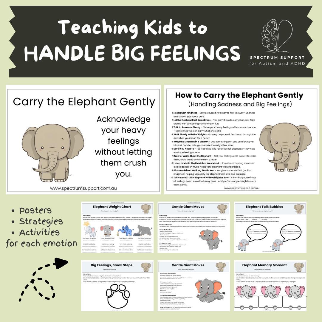 Carry the Elephant Gently: Big Emotions Activity Pack (PDF Download - Etsy