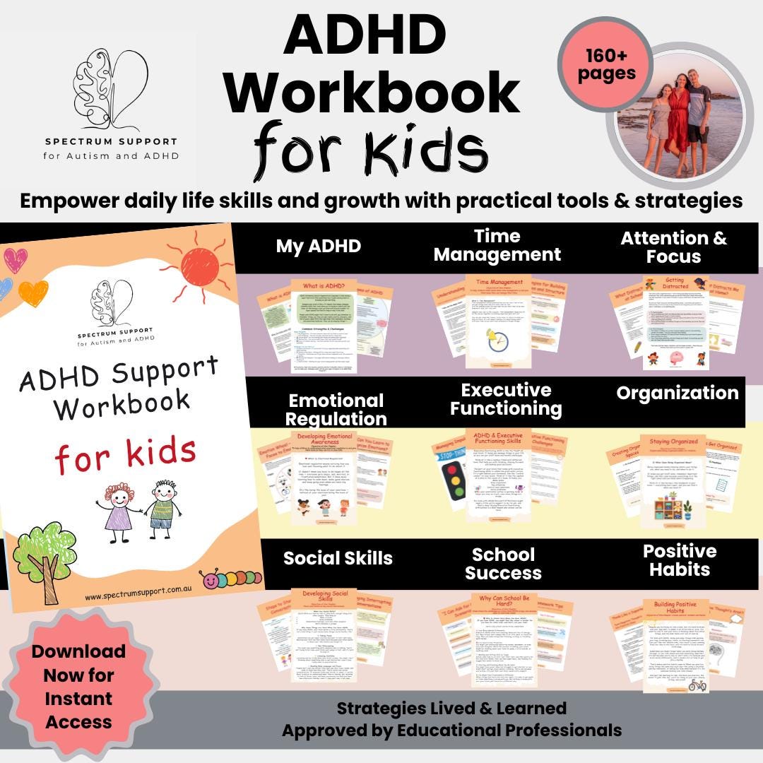ADHD Workbook for Kids: Therapy Worksheets, Mental Health Tools (PDF ...