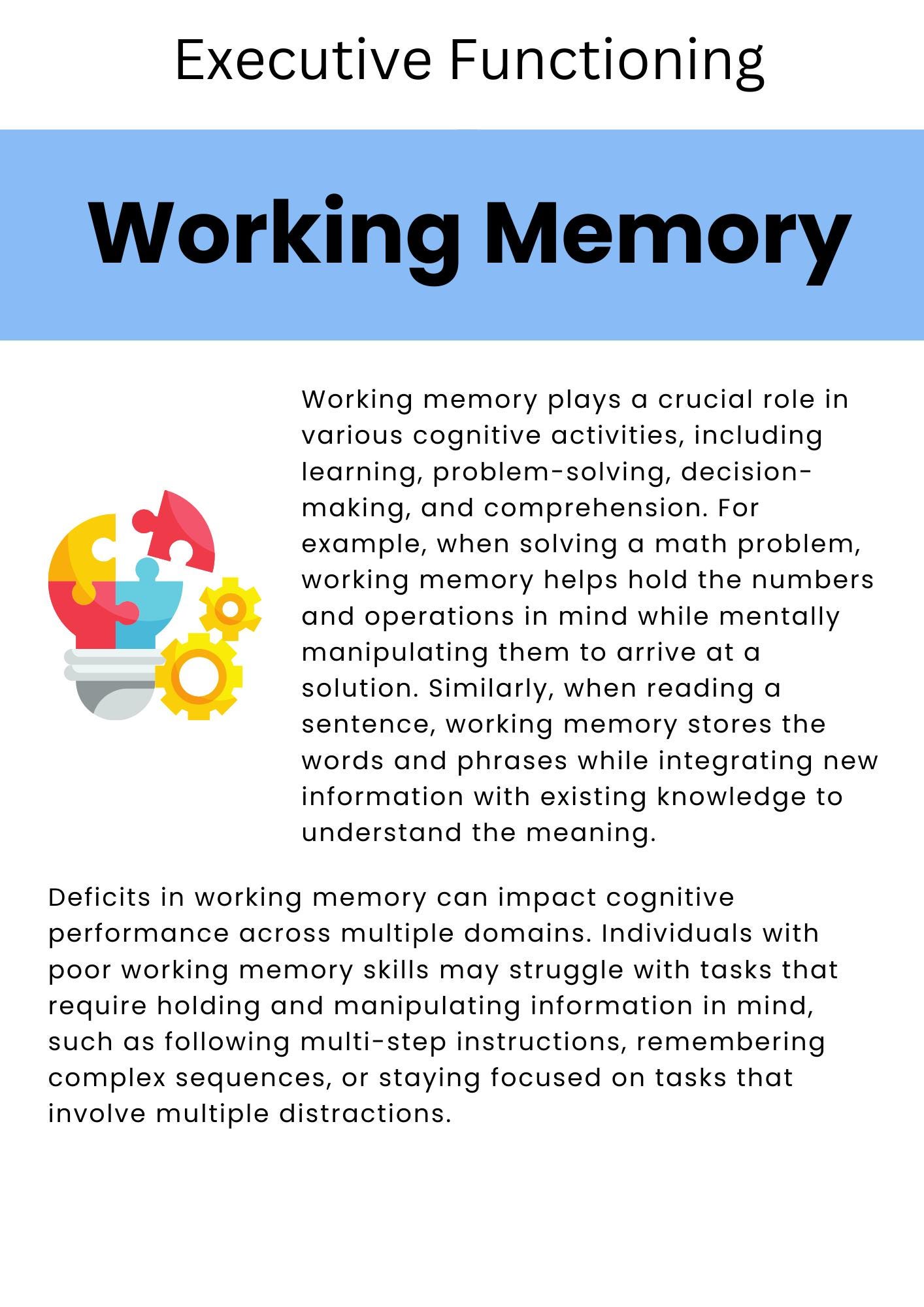 Improve Your Working Memory Strategy Cards - Executive Functioning ...