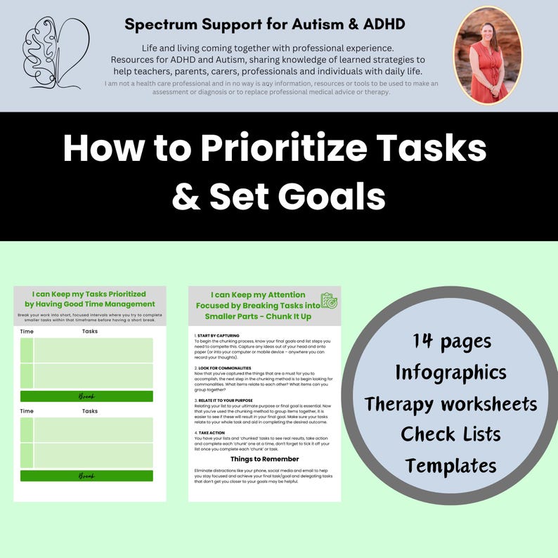 Executive Functioning Activities Prioritize Tasks Therapy Worksheets ...