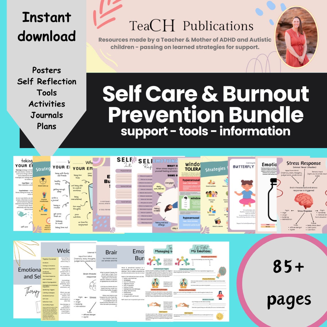 Self Care Burnout Prevention Bundle Mental Health Wellness Emotional ...