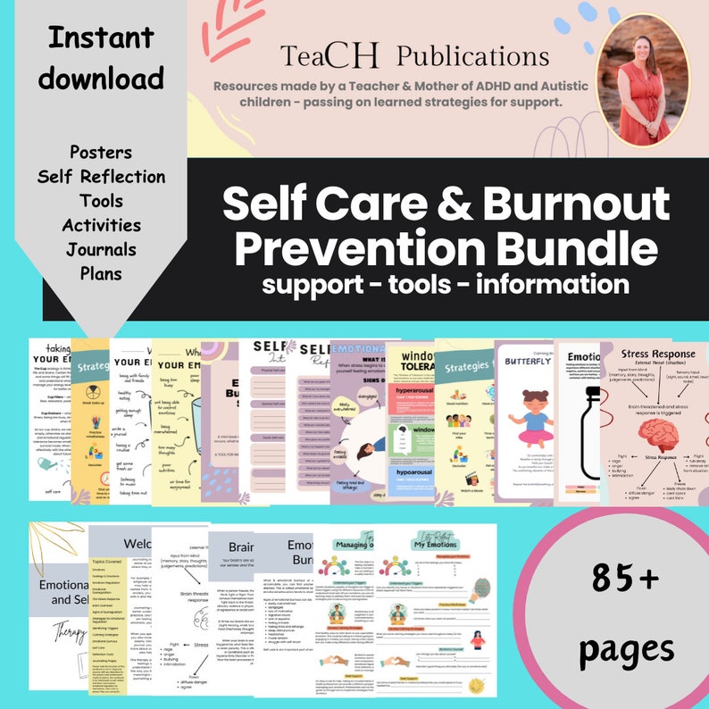 Self Care Burnout Prevention Bundle: Mental Health & Wellness (digital ...