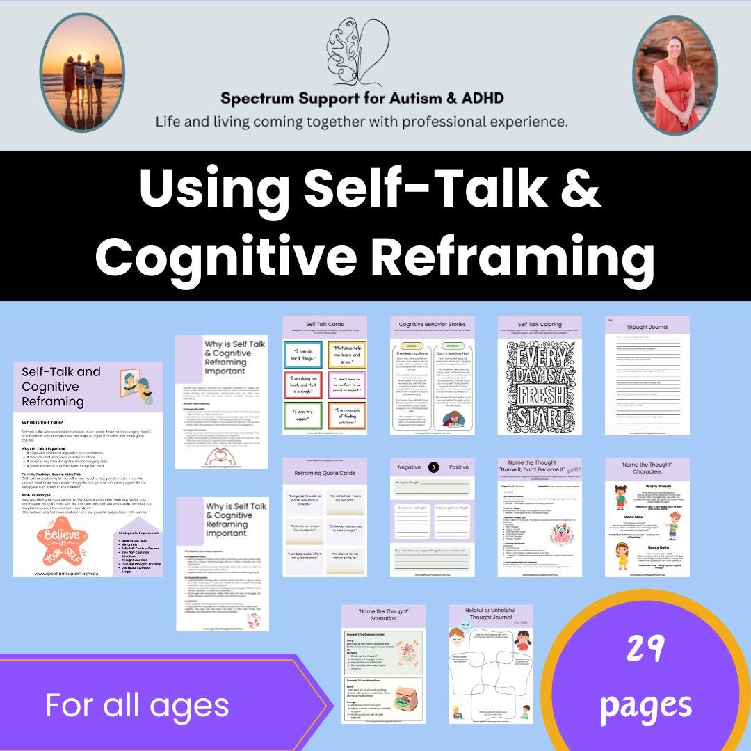 Self-talk Cognitive Reframing Pack: Therapy Worksheets & Activities ...